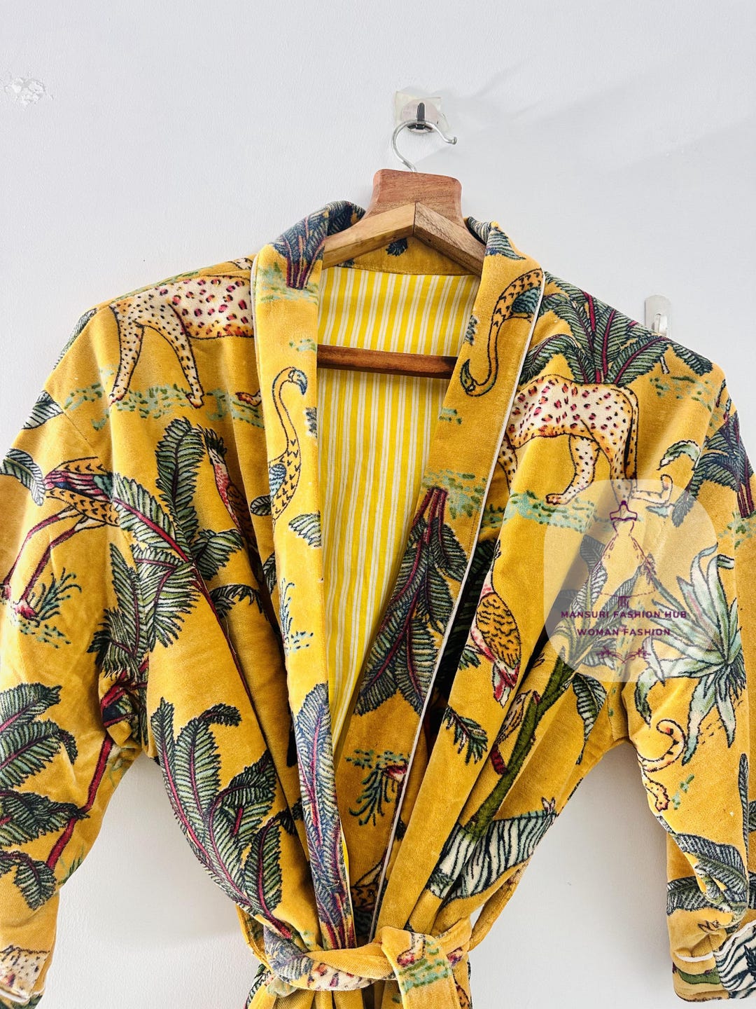 Jungle Print Cotton Kimono Robes | Women Wear Robes | Winter Wear Long ...