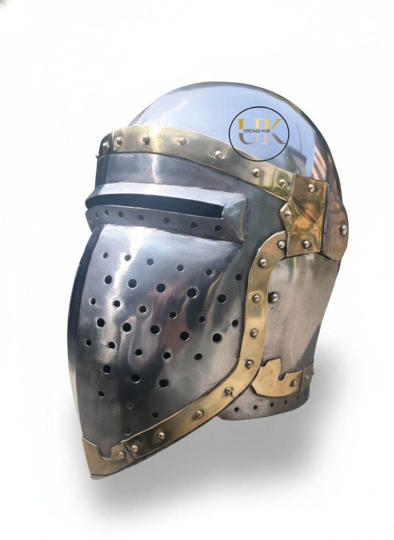 X Mas Medieval Bascinet Helmet Bascinet With Klapp Visor 18 Gauge Steel ...