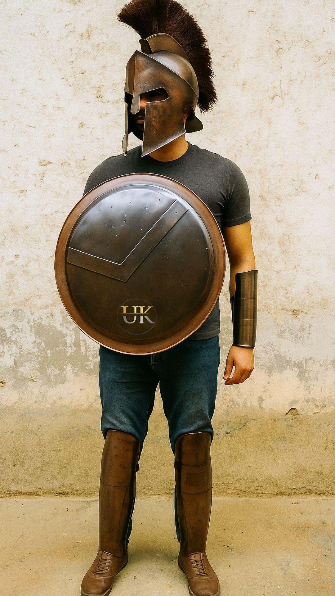King Leonidas Spartan Costume Set: Steel Helmet, Arm & Leg Guards - Etsy