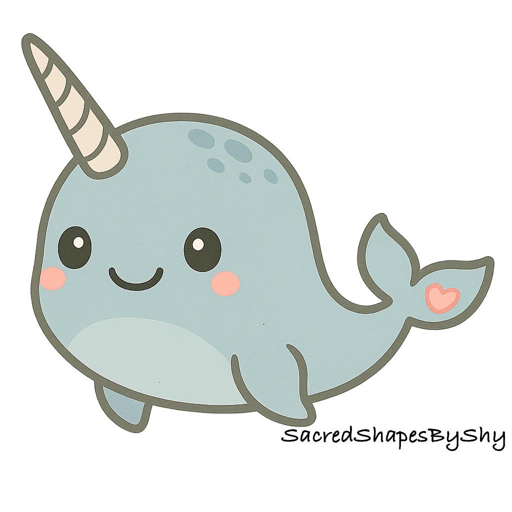Kawaii Baby Narwhal Clipart - Transparent Background - Digital Download ...