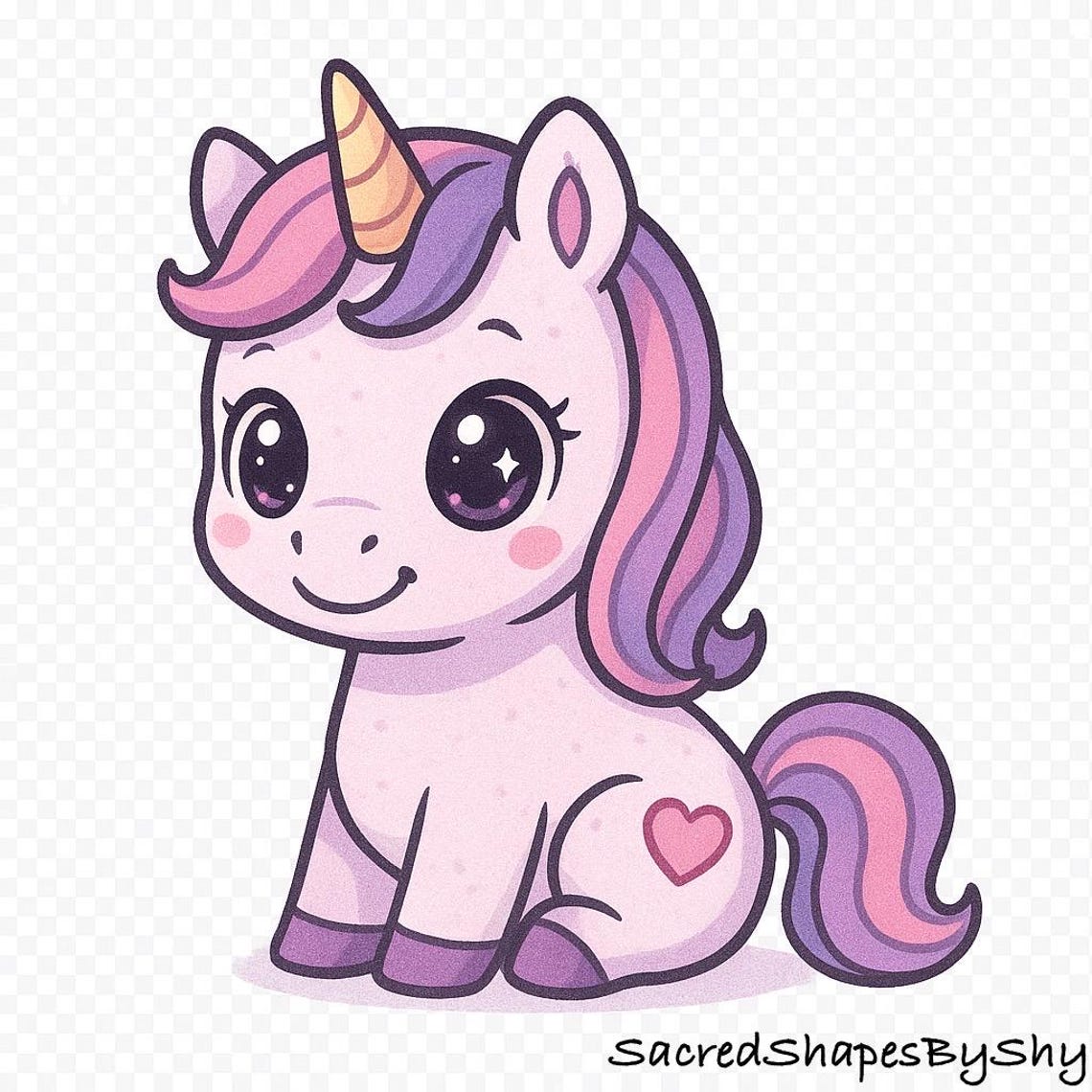 Kawaii Unicorn Clipart - Transparent Background - Digital Download - Etsy