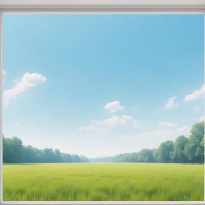 Window View Nature Wall Art – Green Landscape Printable Poster, Fake ...