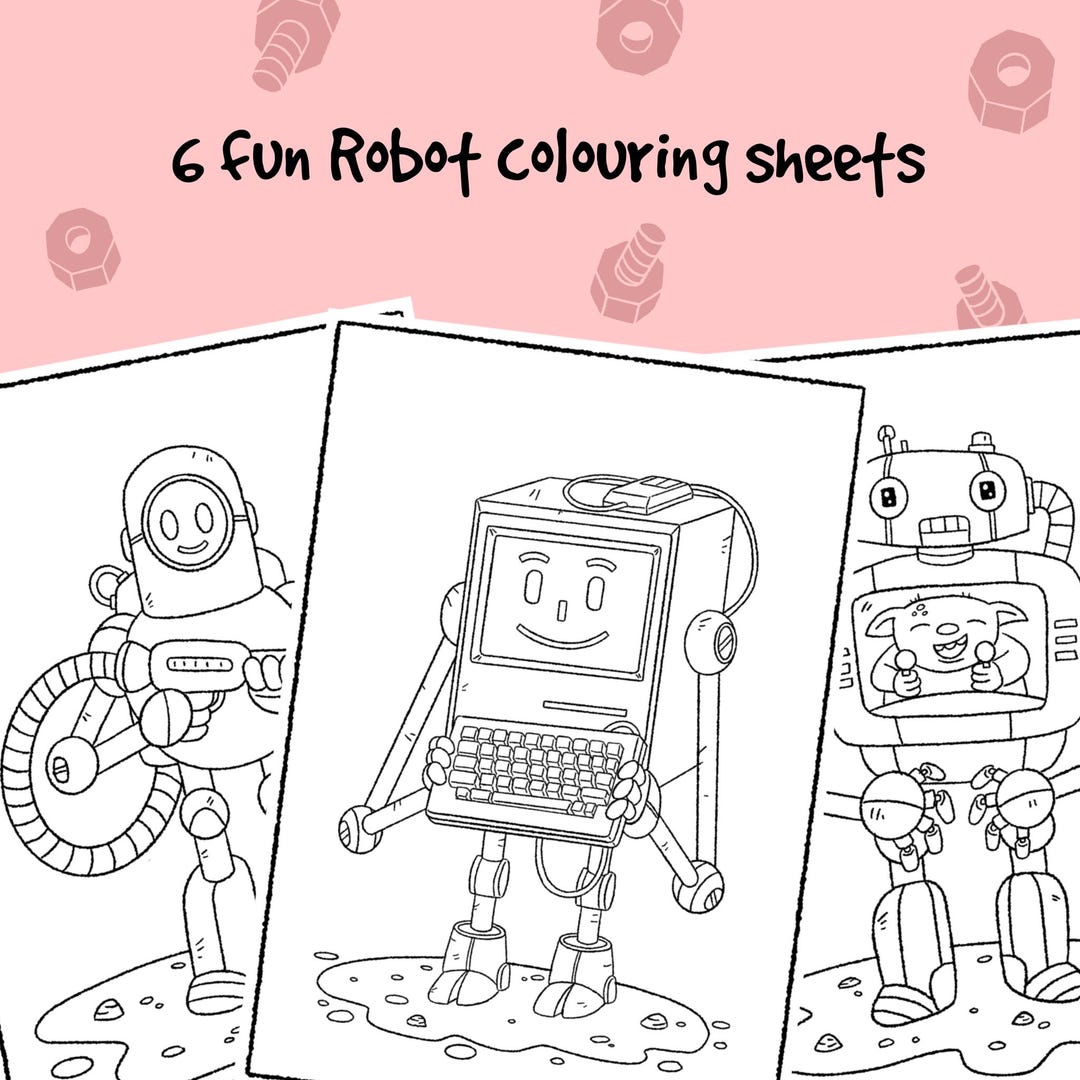 Robot Colouring Pages for Kids, Printable PDF & JPEG, Fun Robot ...