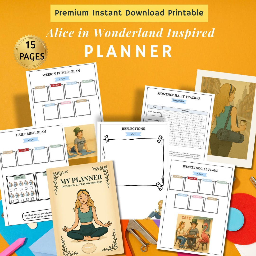 Alice in Wonderland Planner: A4 Printable Weekly, Monthly, Yearly I ...