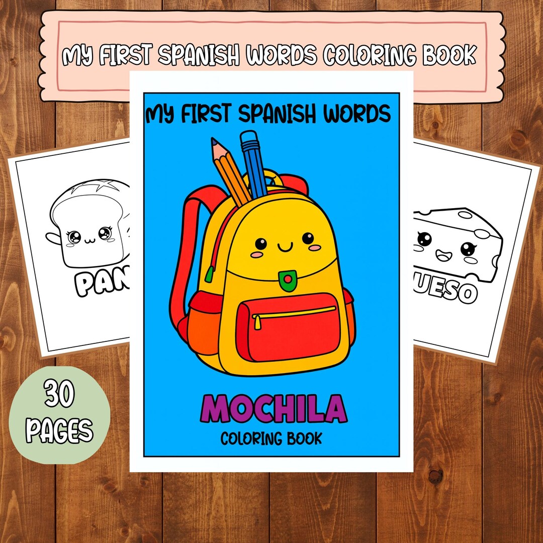 Learn Spanish: My First Words Coloring Book (PDF) - Etsy