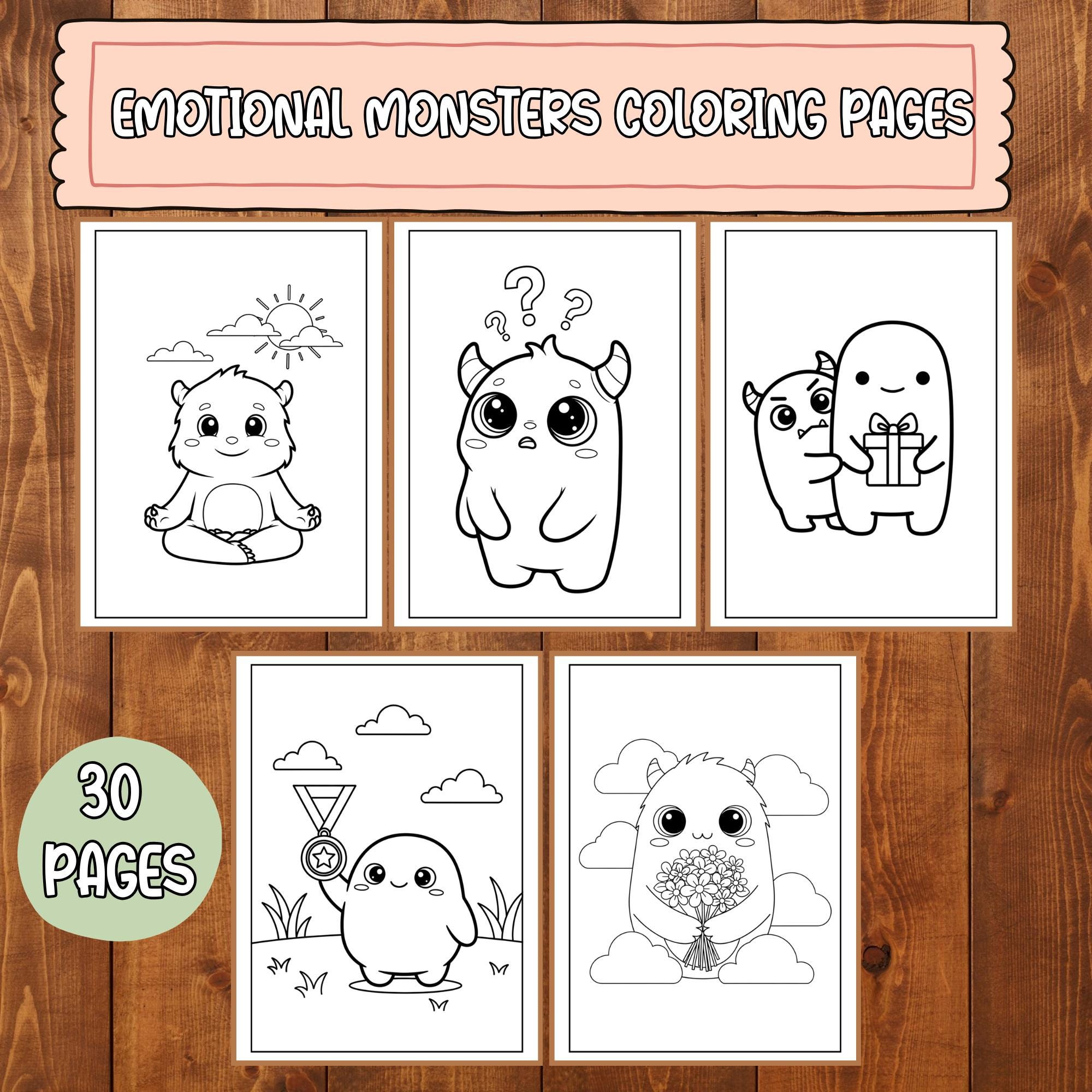 Emotional Monsters Coloring Book | 30 Printable PDF Pages | Kids ...