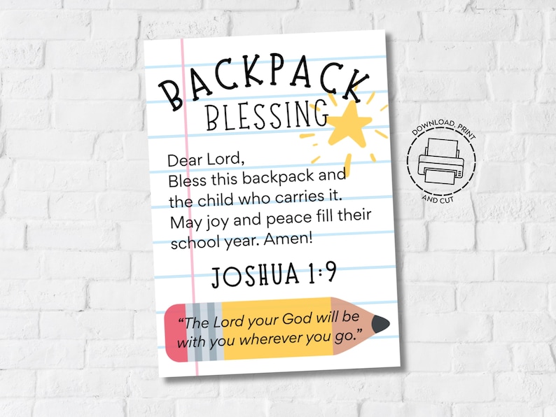 Backpack Blessing Backpack Blessing Tags Backpack Tag Backpack Tags Backpack Prayer Preschool ...