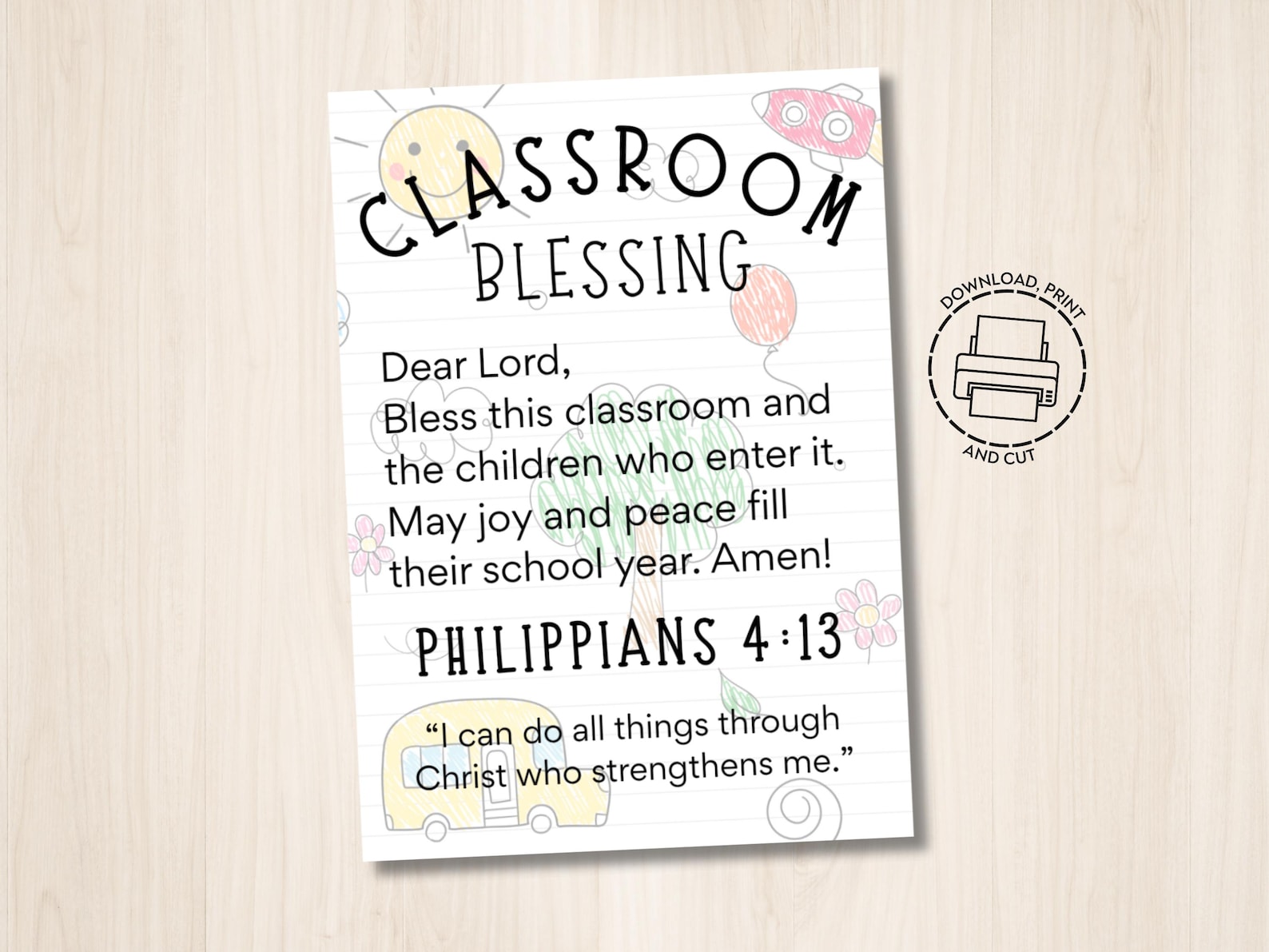 Printable Classroom Blessing Tag First Day of School Teacher Prayer ...