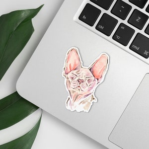 Sphynx Cat Sticker, Sphynx Cat Die Cut Vinyl Sticker, Hairless Cat ...