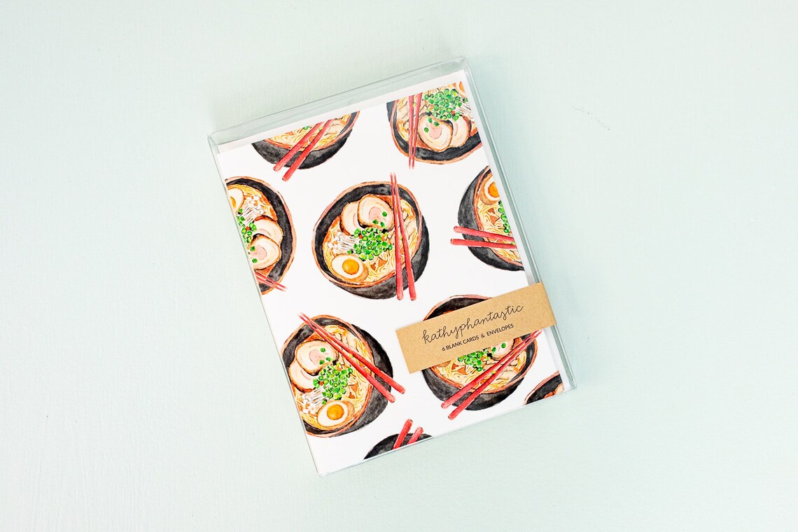 Ramen Note Card Set Ramen Noodle Greeting Cards Asian - Etsy