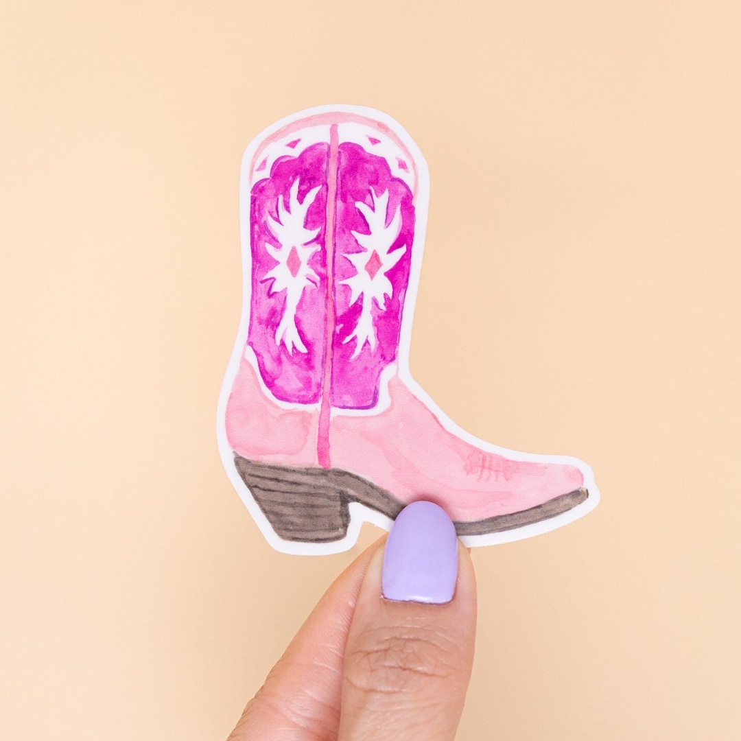 Pink Cowgirl Boot Sticker, Texas Cowboy Boot Sticker, Western Rodeo ...