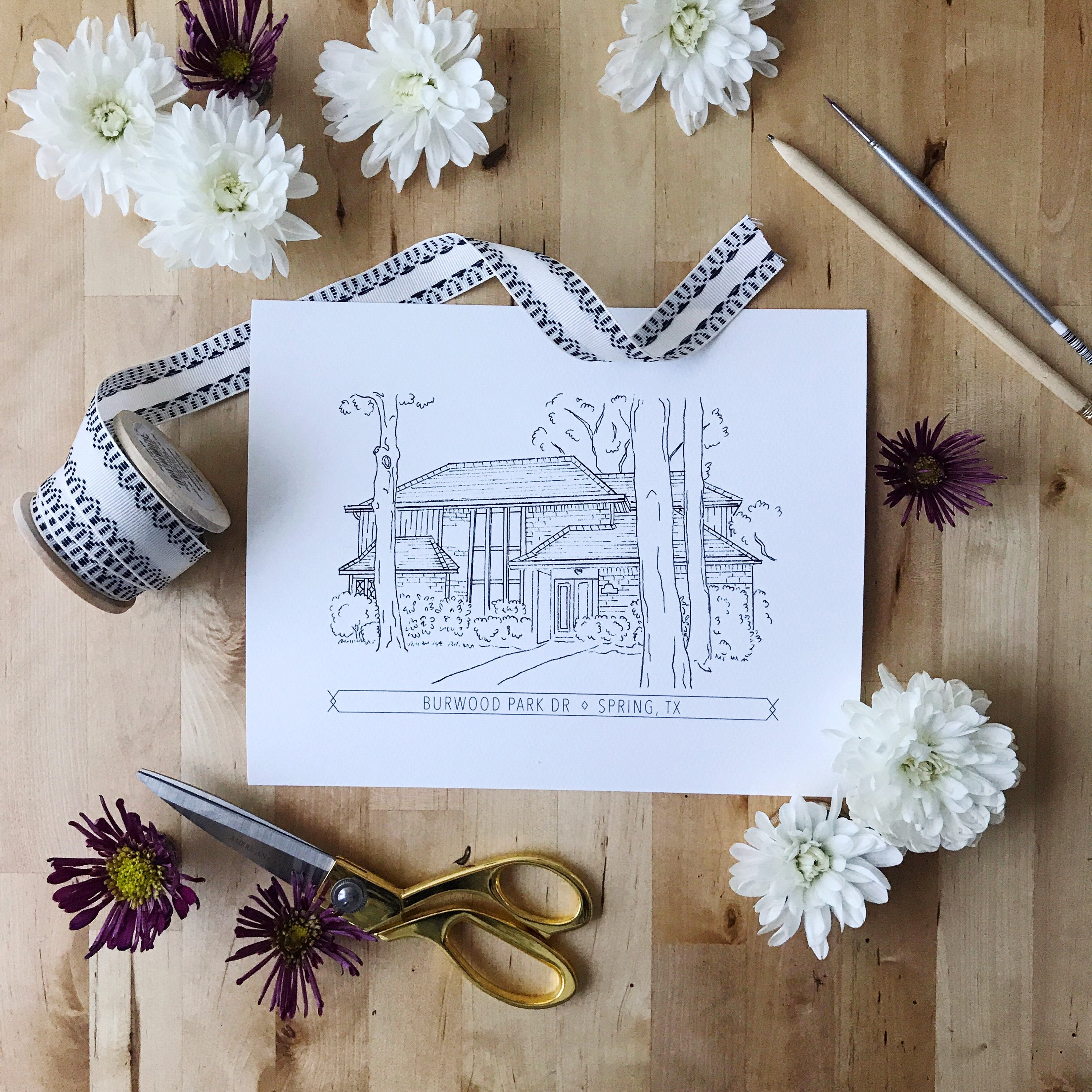 Custom Home Portrait, House Drawing, Personalized Home Illustration ...