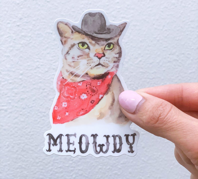 Meowdy Cat Vinyl Sticker Cowboy Cat Decal Texas Decal Texas - Etsy