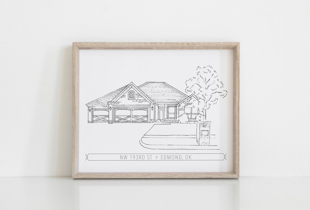 Custom Home Portrait, House Drawing, 5x7 Personalized Home Illustration ...