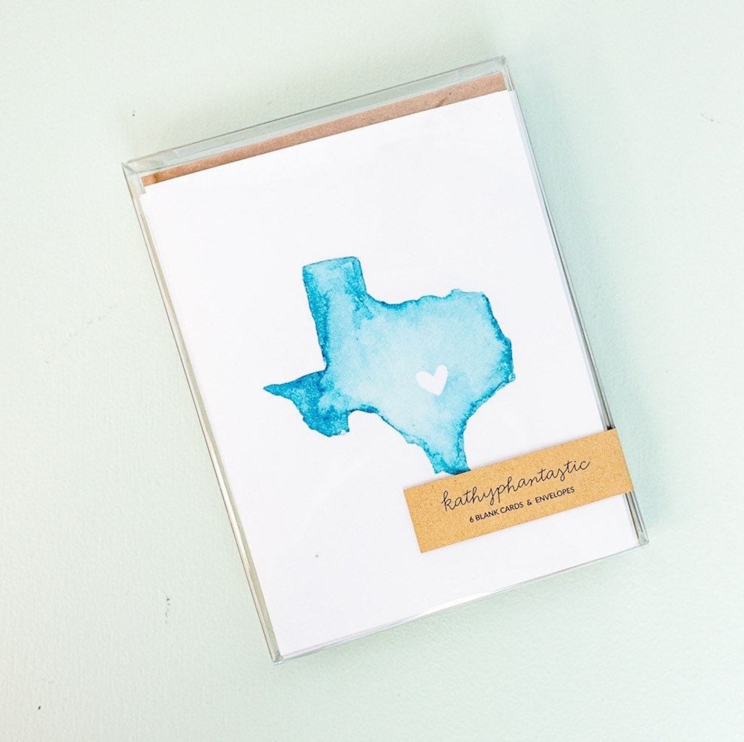 Texas Greeting Card Set, Illustrated Texas Note Card Set, Austin Texas ...