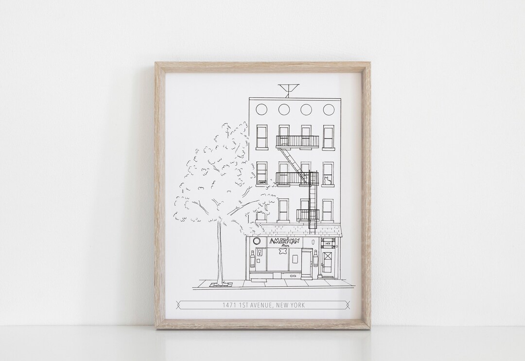 Custom Home Portrait, Brownstone House Drawing, 5x7 Personalized Home ...