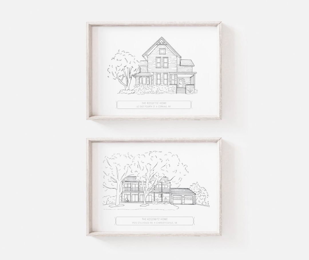 Custom Home Portrait, House Drawing, Personalized Home Illustration ...