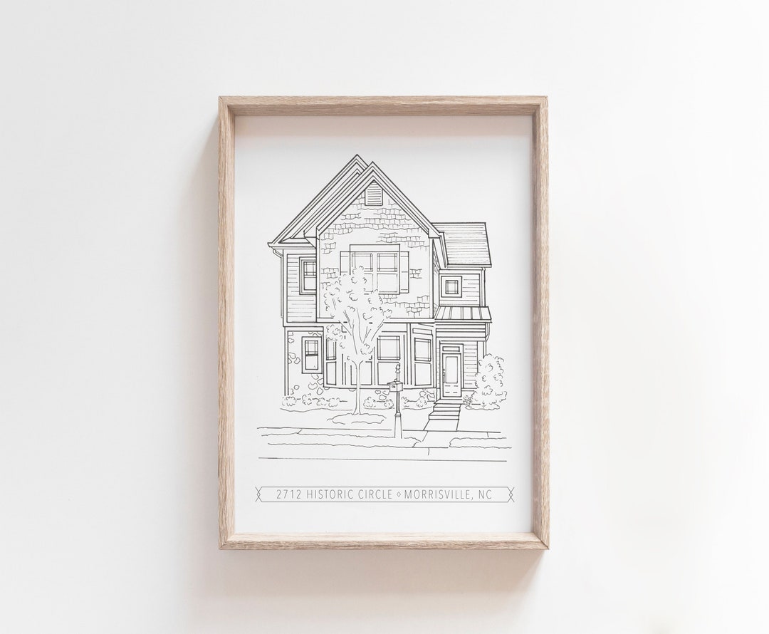 Custom Home Portrait, House Drawing, 5x7 Personalized Home Illustration ...