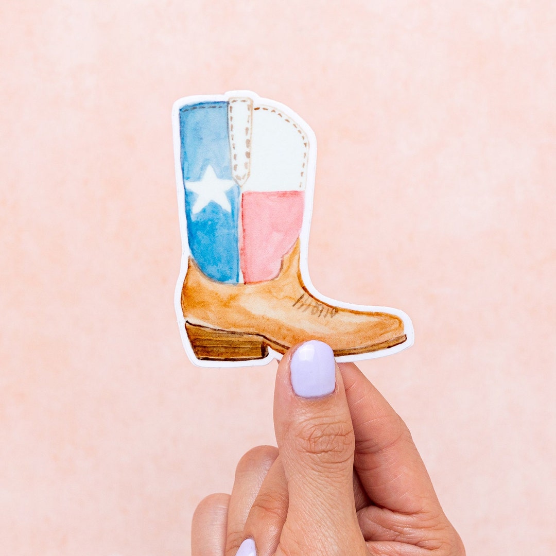 Texas Cowboy Boot Sticker, Cowboy Boot Sticker, Texas Flag Stickers ...