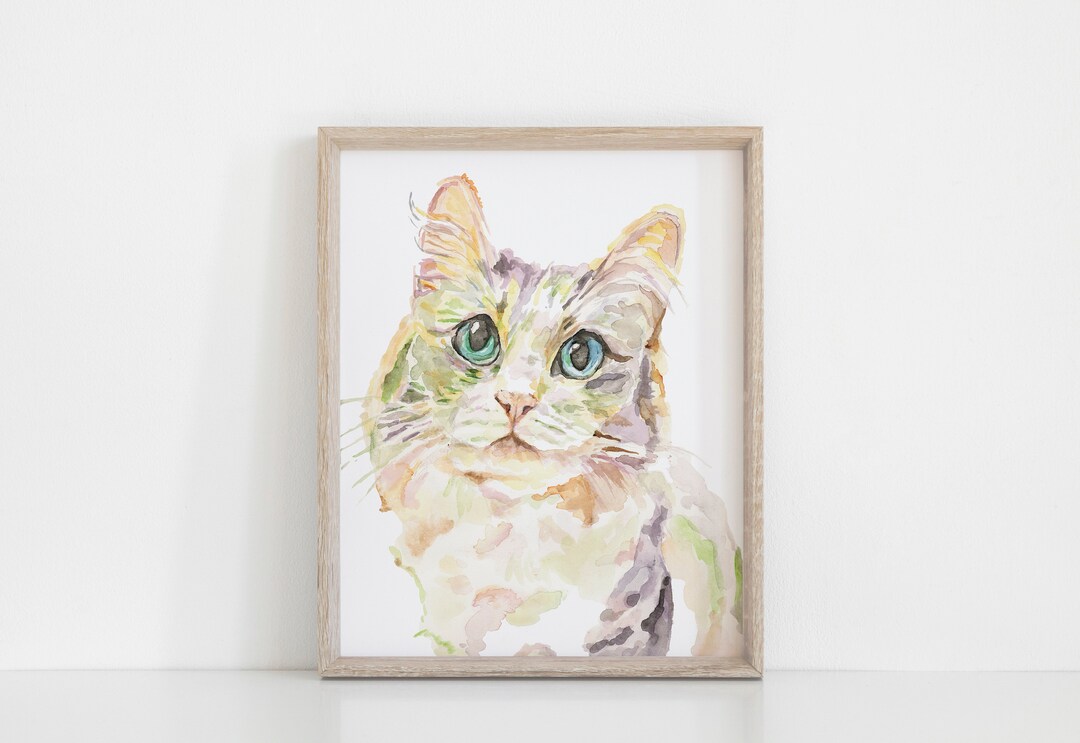 Persian Angora Cat Watercolor Print, Persian Giclée Cat Print, Angora ...