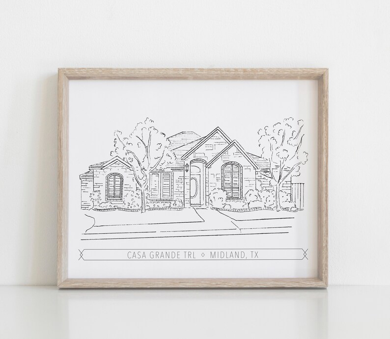 Custom Home Portrait, House Drawing, 8x10 Personalized Home ...