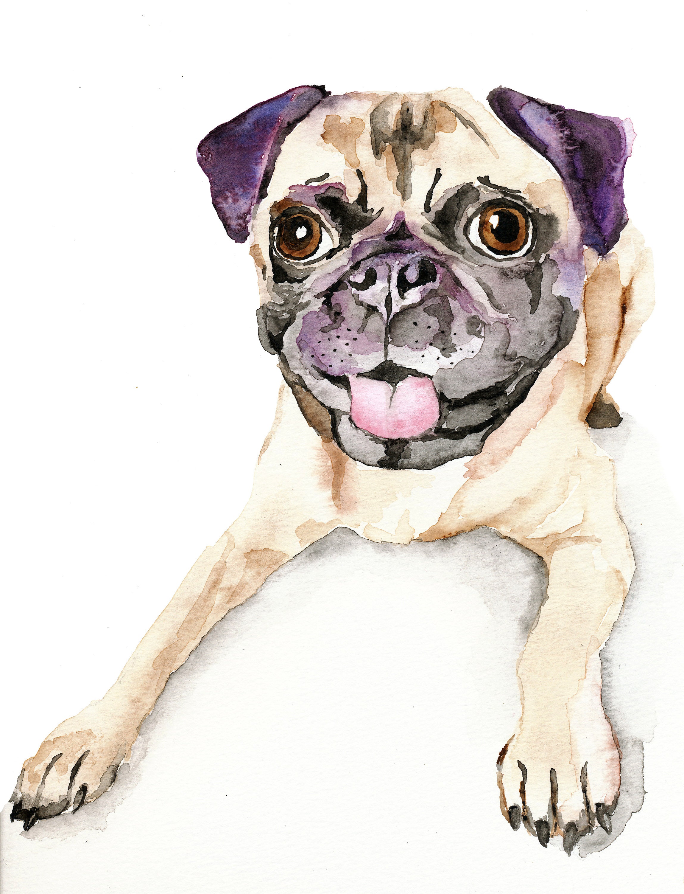 Pug Watercolor Print Pug Dog Print Pug Wall Art Pug - Etsy