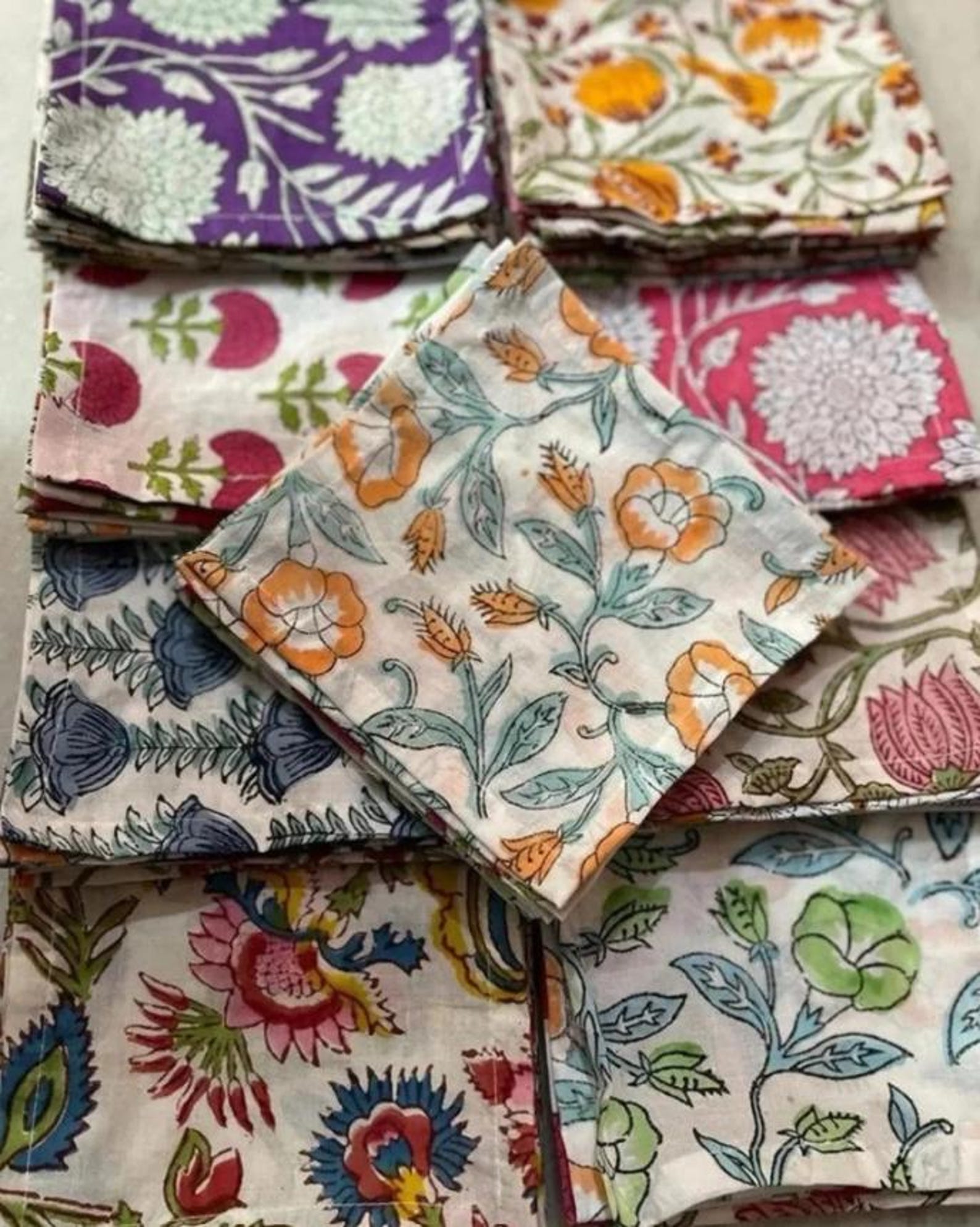 100 % Cotton Bohemian Mix and Match Block Print Cloth Dinner Table ...