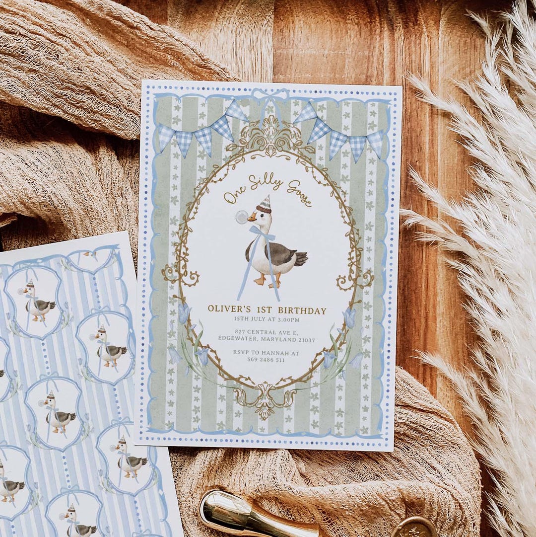 One Silly Goose Birthday Invitation Template, Silly Goose Invitation ...