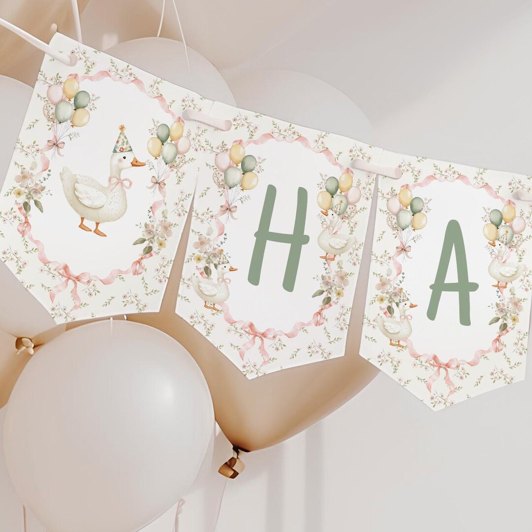 Silly Goose Birthday Bunting Flag Template: Editable Printable (DIY ...
