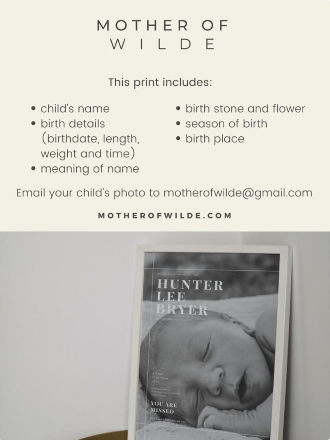 Custom Birth Stats Print: Baby Memorial Keepsake - Etsy