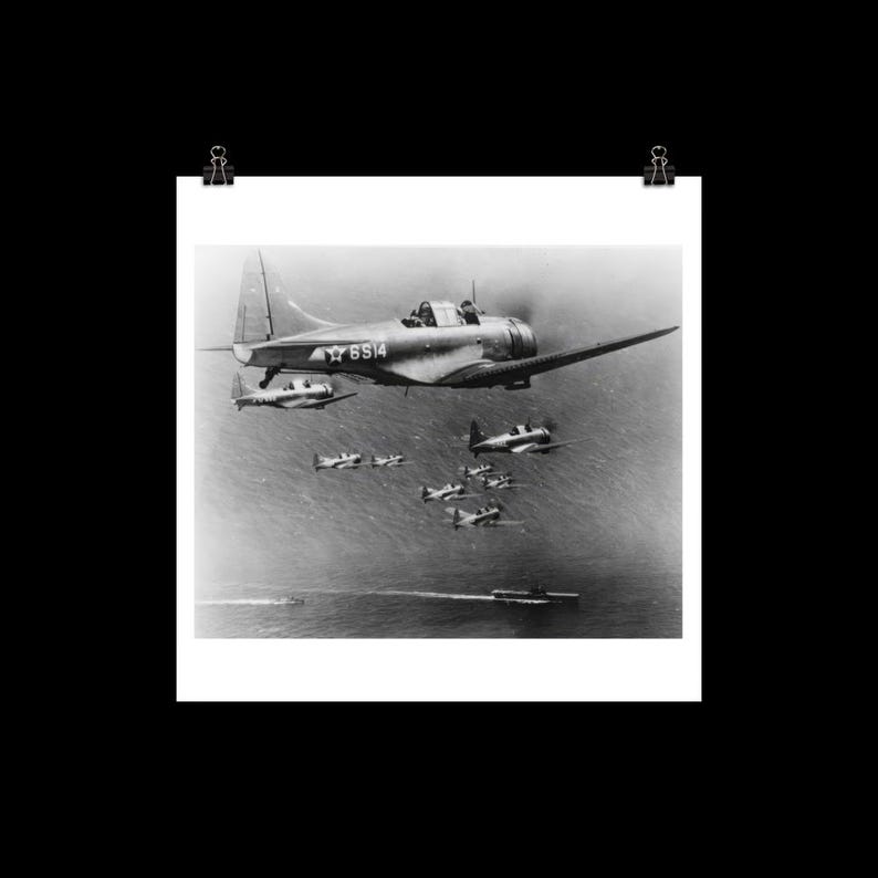 WWII Dive Bombers Returning to Aircraft Carrier | Black & White Digital ...