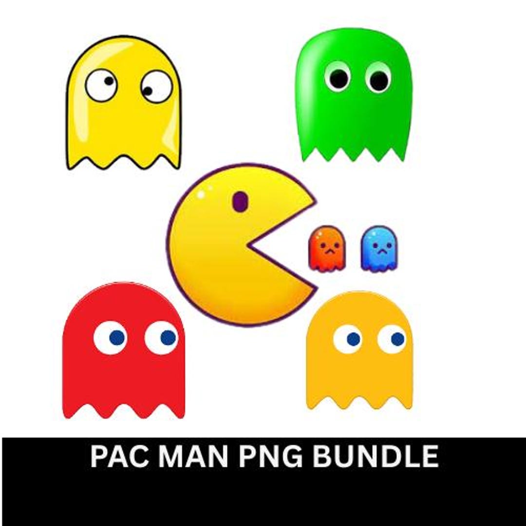 Pac Man PNG Clipart Bundle: Retro Game Graphics (digital Download ...