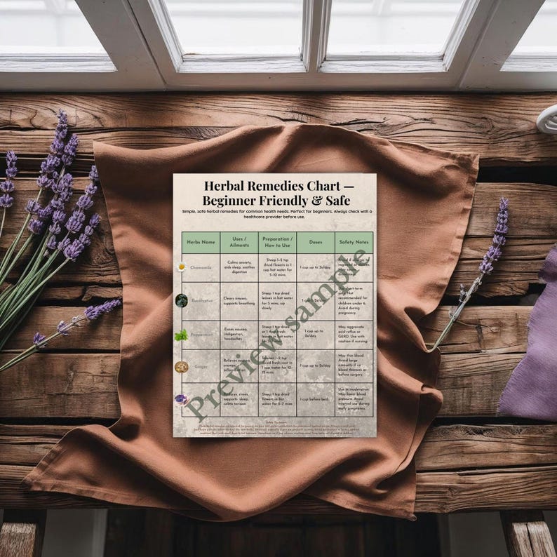 Herbal Remedies Chart — Beginner Friendly & Safe- PDF Printable - Etsy