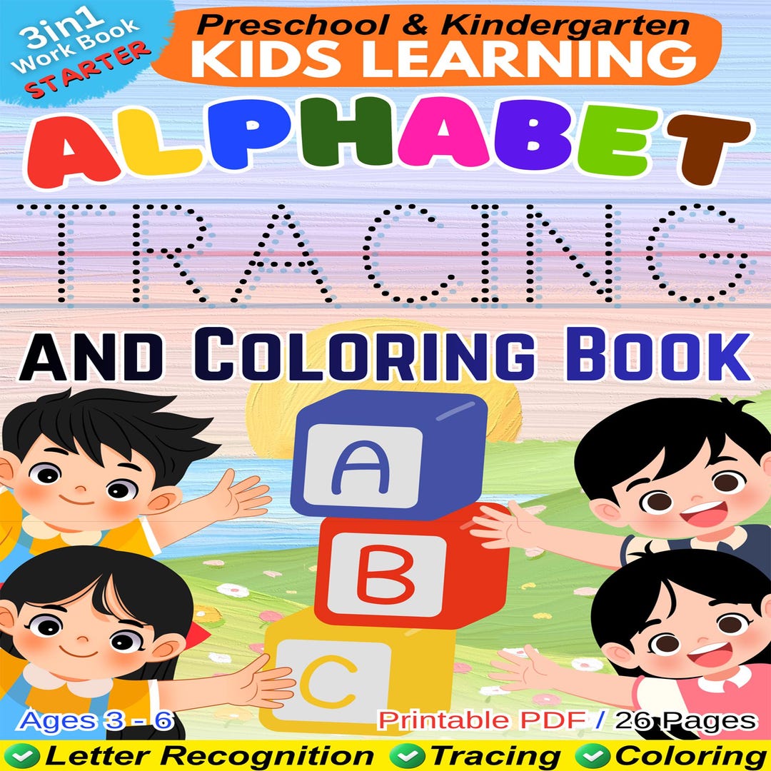 Alphabet Tracing and Coloring Workbook | Starter - Etsy