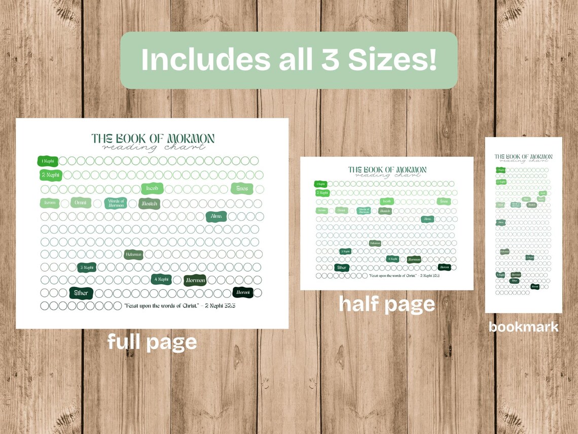 Sage Green Book of Mormon Reading Chart | Scripture Study Chart ...