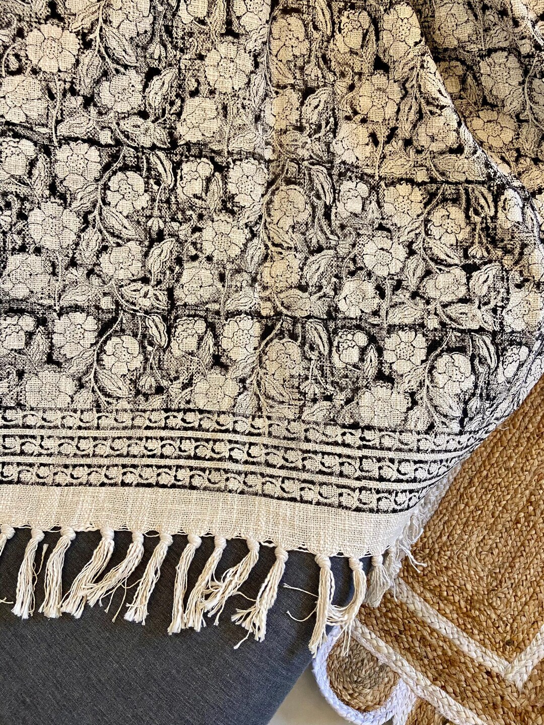 Hand Block Printed Floral Indian Cotton Throw Blanket - Etsy