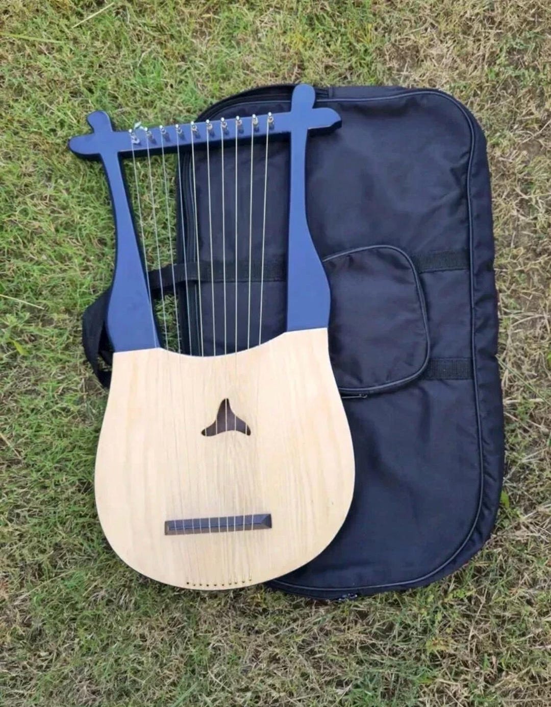 Rosewood 10-string Lyre Harp: Old World Musical Instrument With Case ...