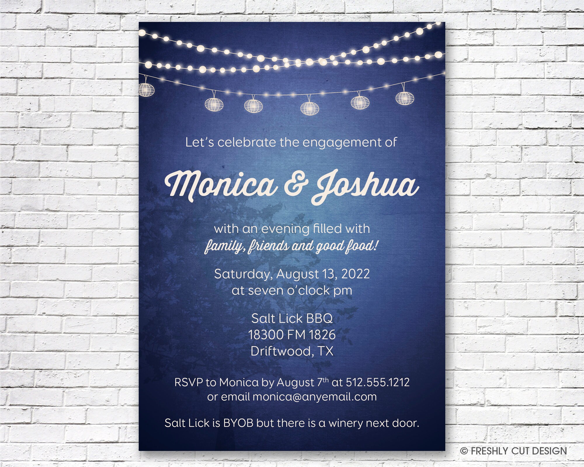 Evening Lights Engagement Invitation - Printable or Printed (with FREE ...