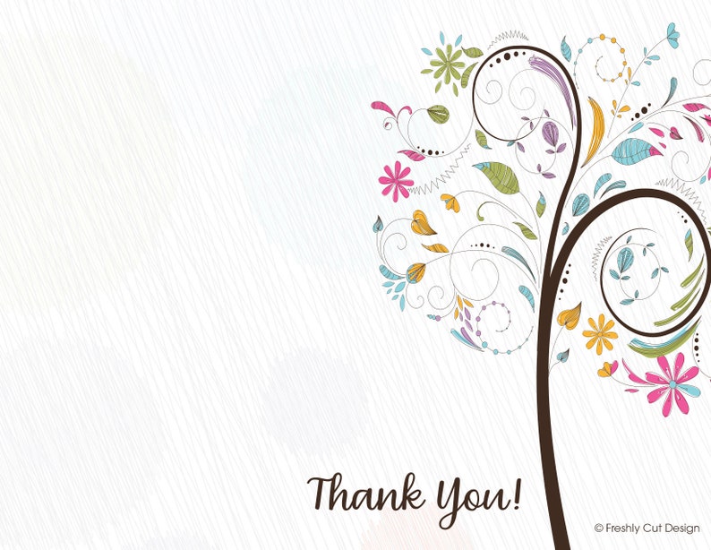 Colorful Tree Thank You Card - Instant Download - Etsy