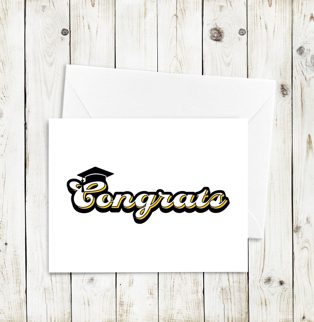 Congrats Printable Card (yellow) - Instant Download - Etsy