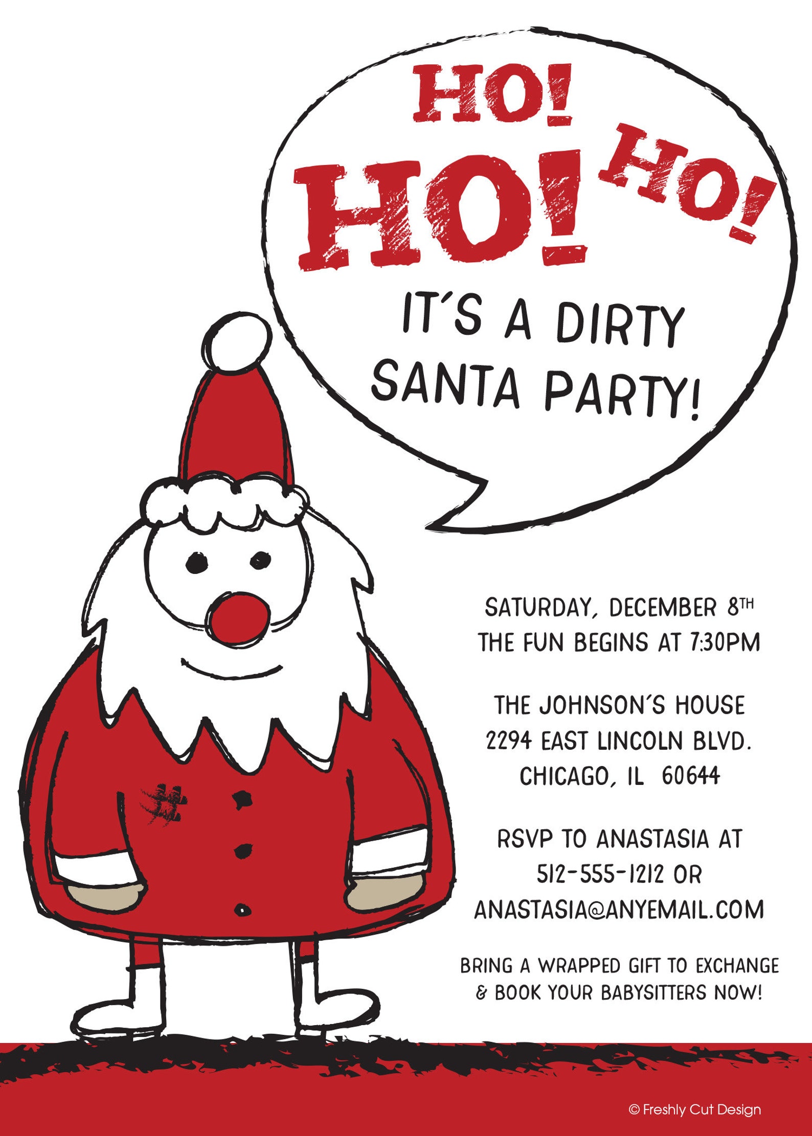 Dirty Santa Holiday Party Invitation Printable or Printed w/ FREE ...