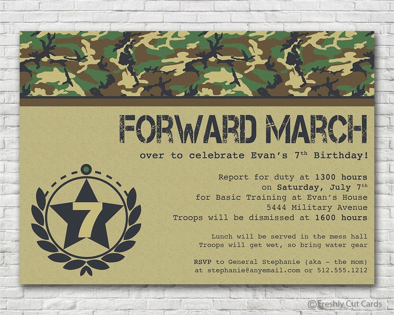 Forward March or Sound off Military Birthday Party Printable | Etsy