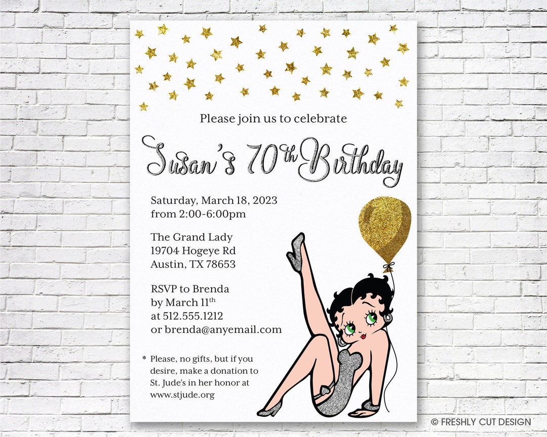 Silver and Gold Betty Boop Invitation - Printable or Printed (w/ FREE ...