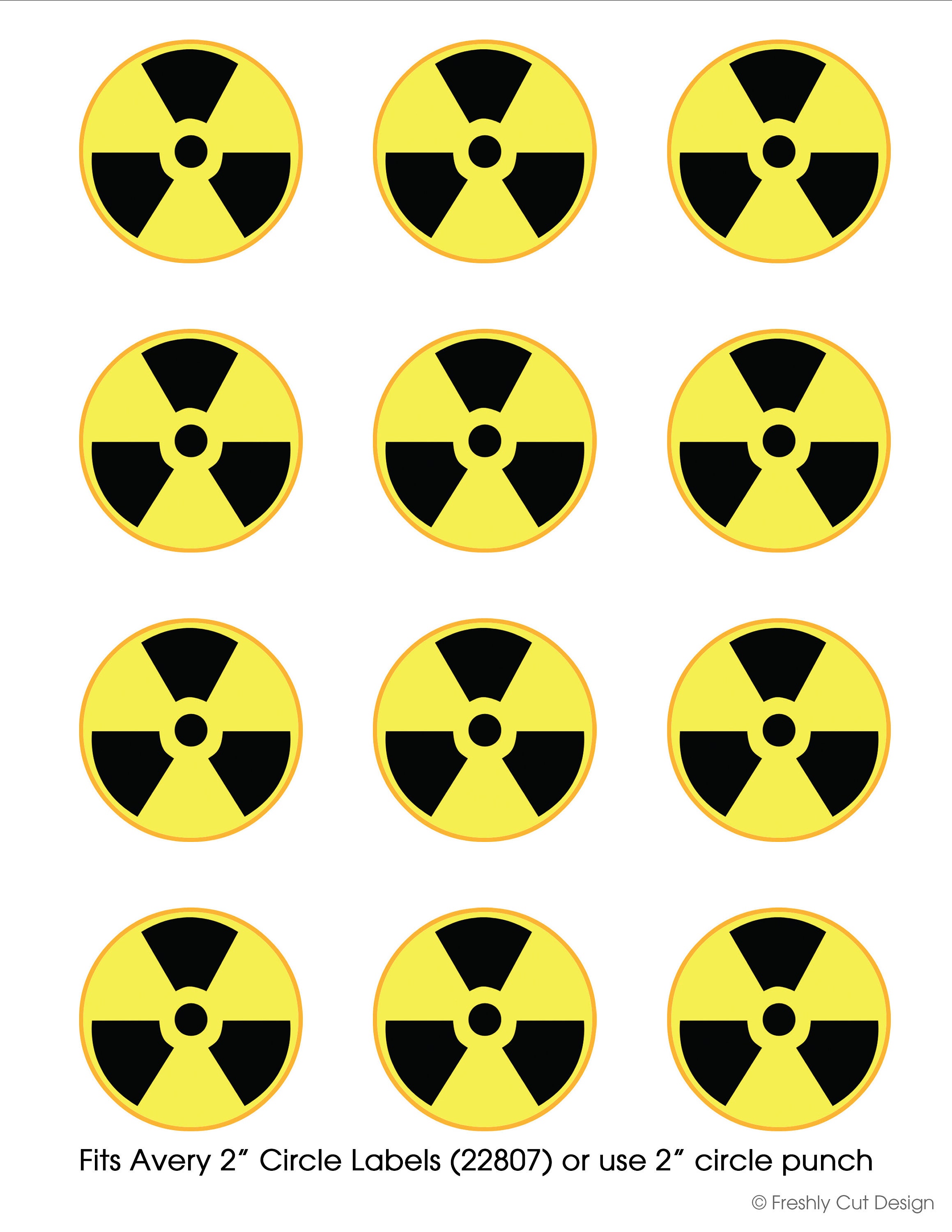 Radioactive Symbol 2" Printable Treat Toppers or Labels - Etsy
