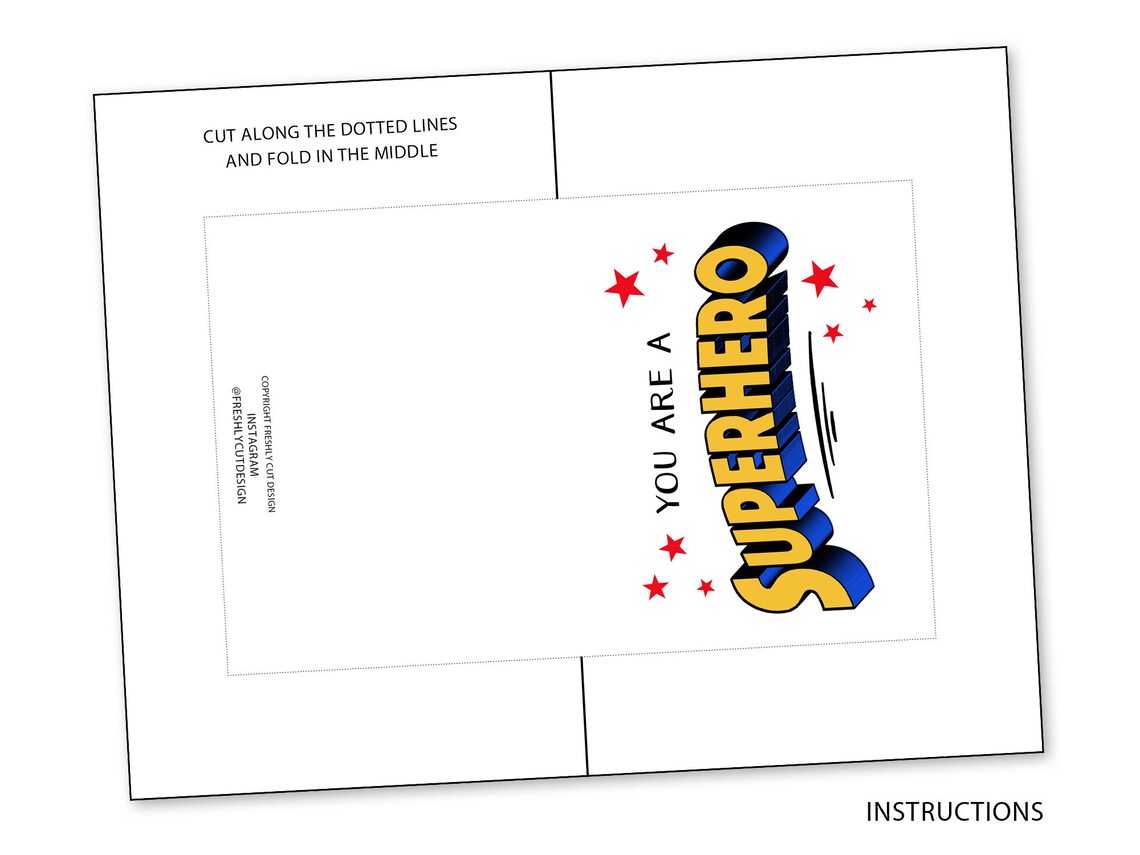 You Are A Superhero Printable Greeting Card - Instant Download - Etsy