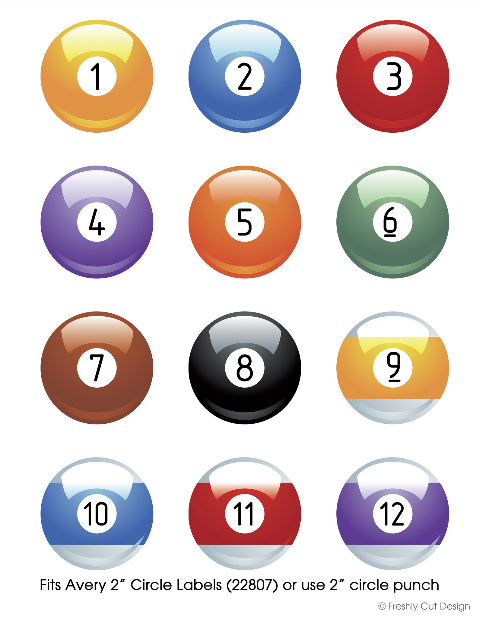 Billiard Balls 2" Treat Toppers or Labels - Etsy