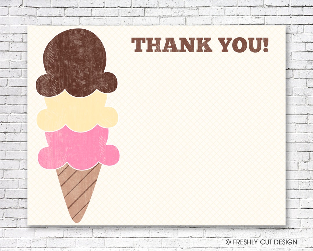 Ice Cream Thank You Card - Instant Download - Etsy