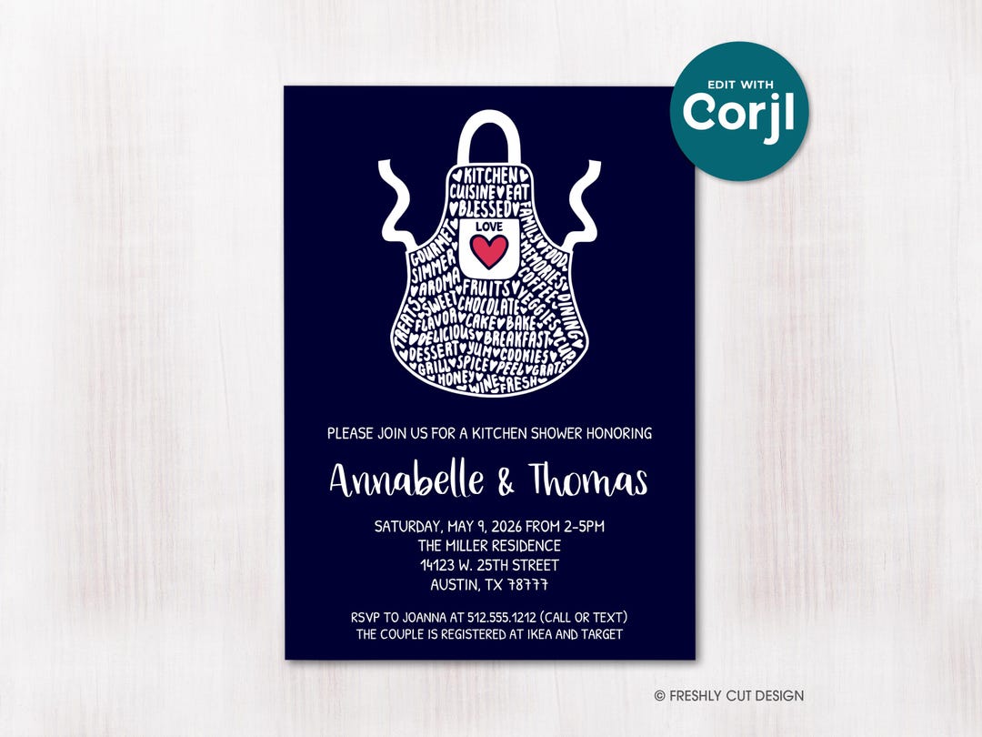 Editable Apron Kitchen Shower Invitation | Instant Download | Corjl ...