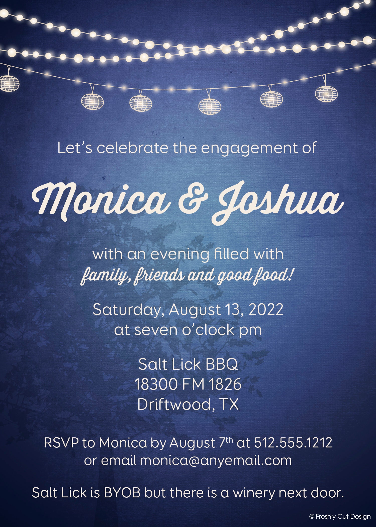 Evening Lights Engagement Invitation - Printable or Printed (with FREE ...