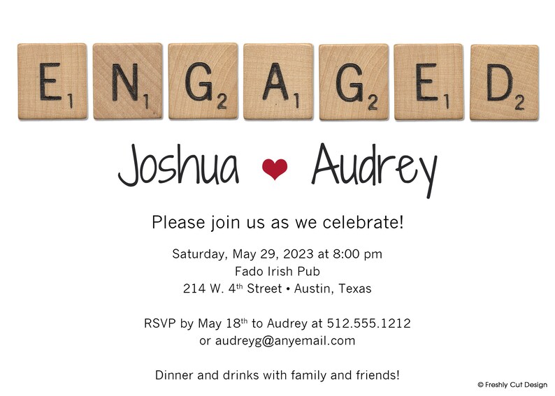 Engaged Scrabble Invitation Printable or Printed w/ FREE - Etsy